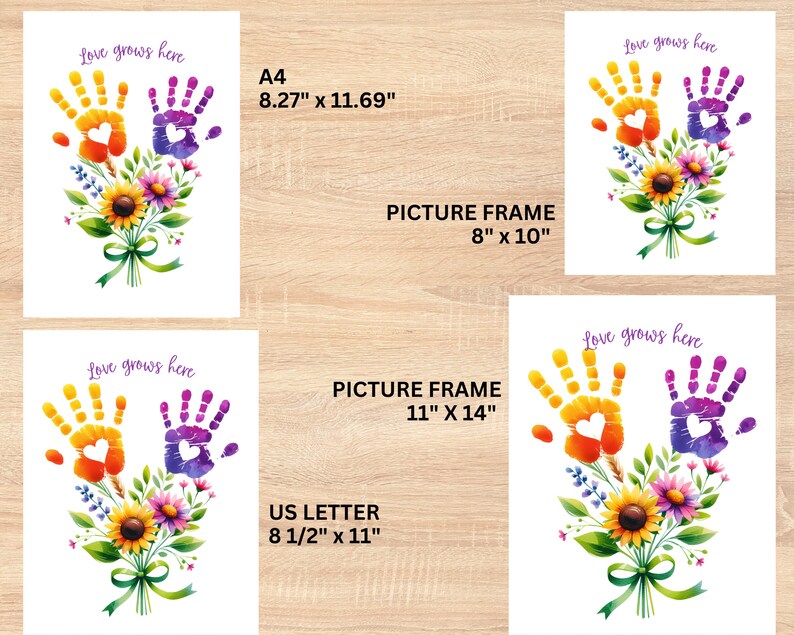 Kids Handprint Art Craft Keepsake Gift Idea, Flower Bouquet Hand Print ...