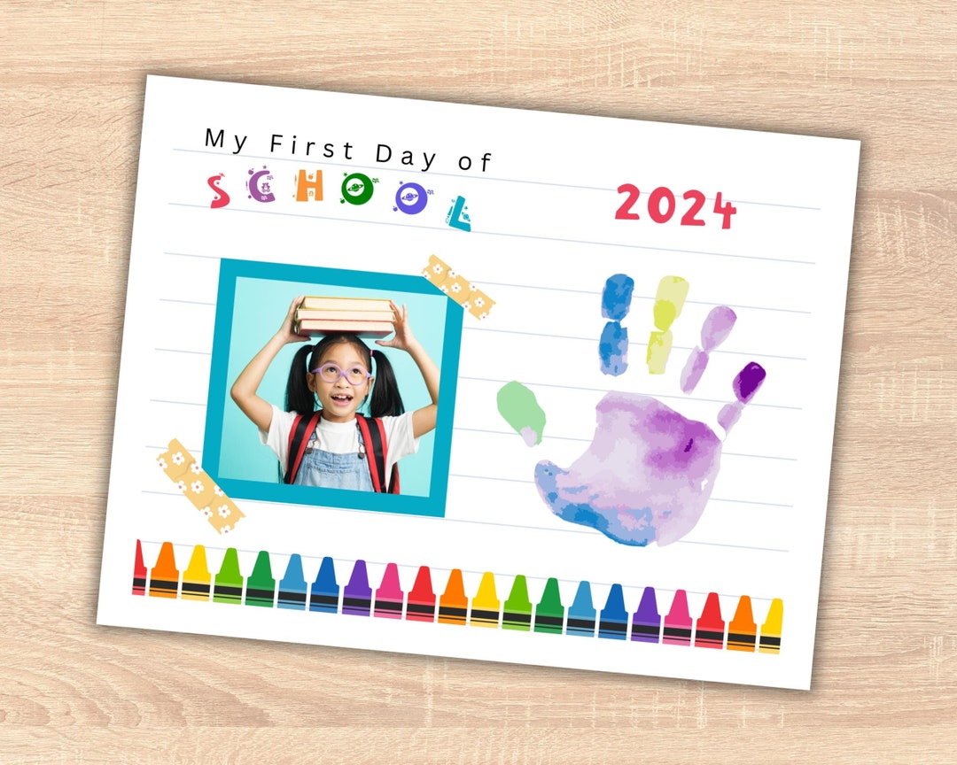 First Day of School Handprint Craft Keepsake, Back to School Photo ...