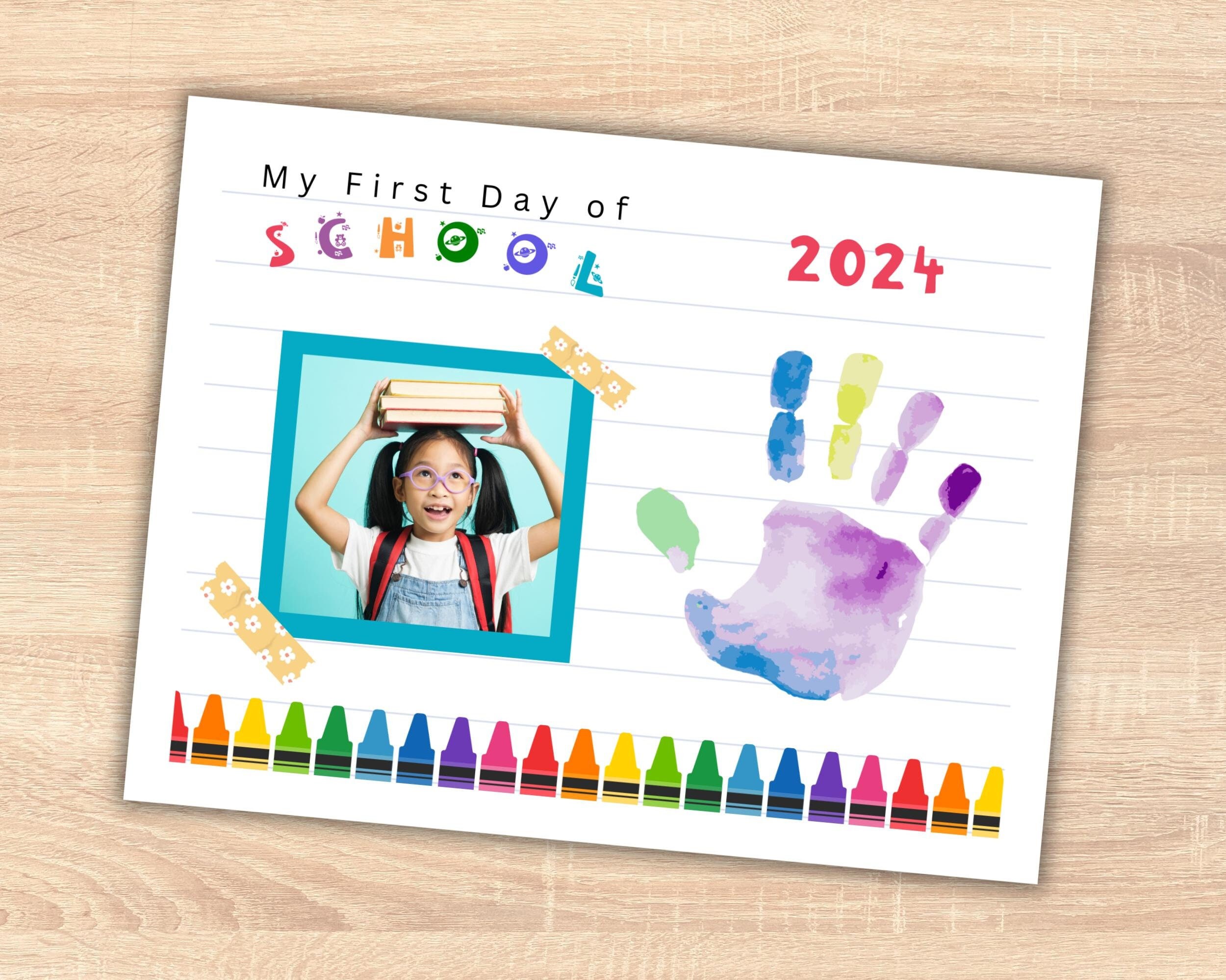 First Day of School Handprint Craft Keepsake, Back to School Photo ...