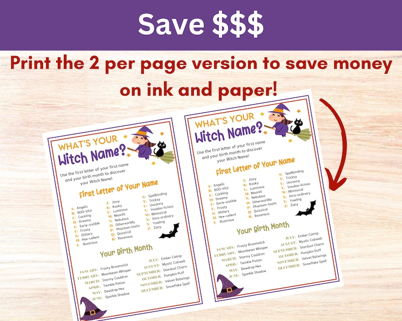 What's Your WITCH Name Game Printable, Halloween Family Activity for Kids Adults, Trick or Treat ...