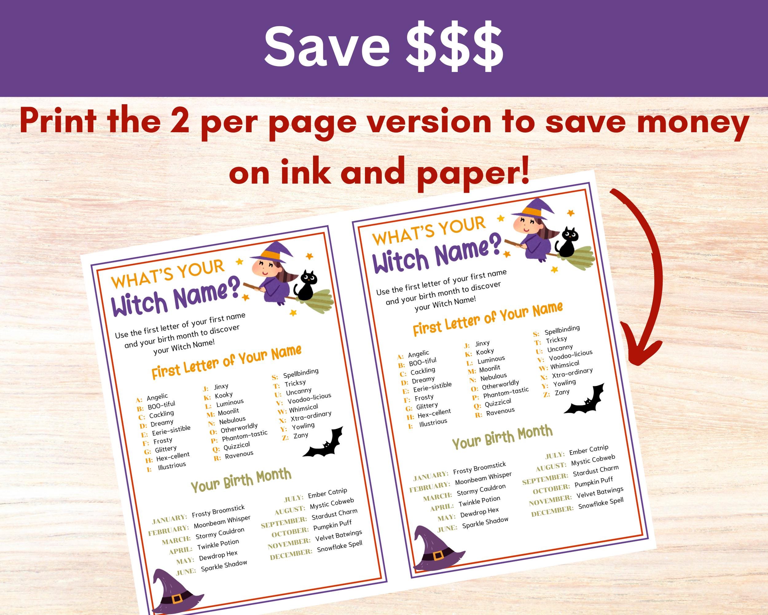 What's Your WITCH Name Game Printable, Halloween Family Activity for ...