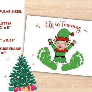 Elf Footprint Craft Photo Keepsake, Editable Baby's First Christmas ...