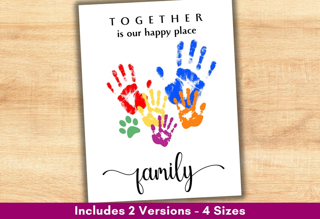Family Handprints Art Keepsake, Printable Handprint Craft Memento ...