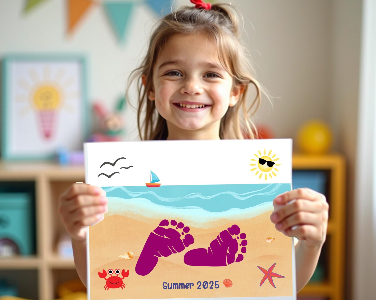 Beach Footprint Keepsake Craft for Kids, Summer Footprints in the Sand ...