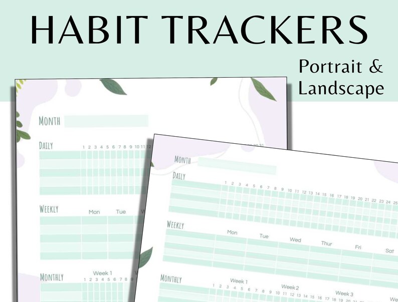 Habit Tracker Printable Monthly Weekly Daily Chart Trackers to - Etsy