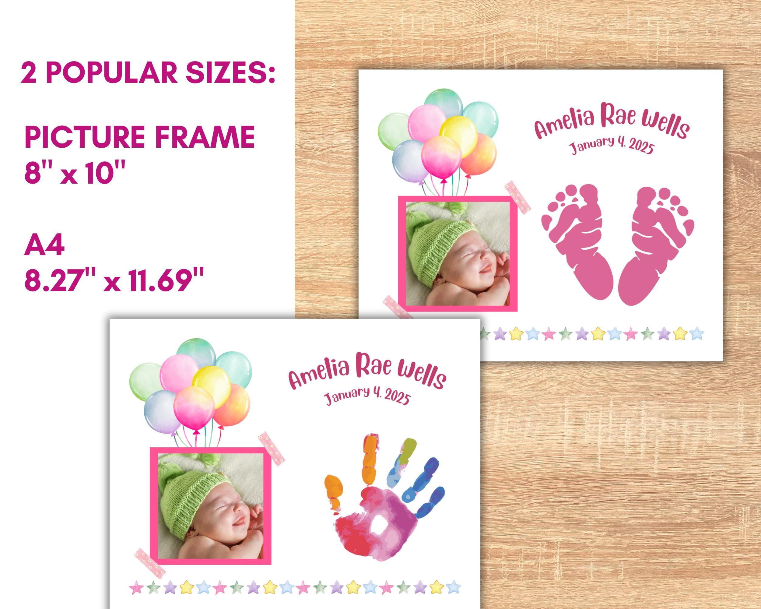 Baby Picture Frame Handprint Photo Keepsake, Editable New Baby's First ...