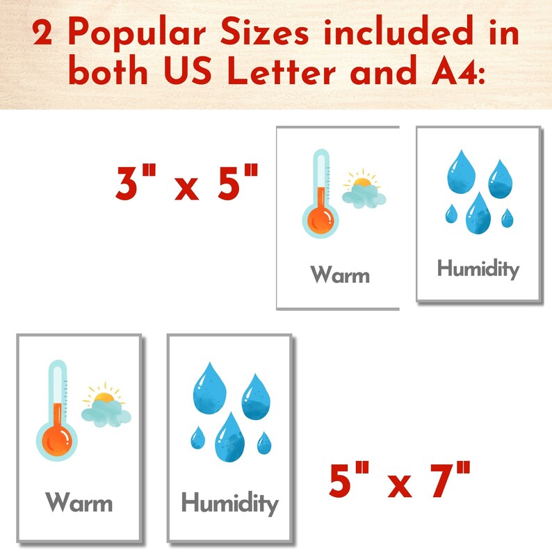 Weather Flashcards for Kids, Homeschool Education Flash Cards, 16 ...