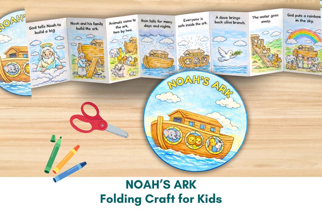 Bible Craft for Kids, Noah's Ark Christian Folding Surprise Activity ...