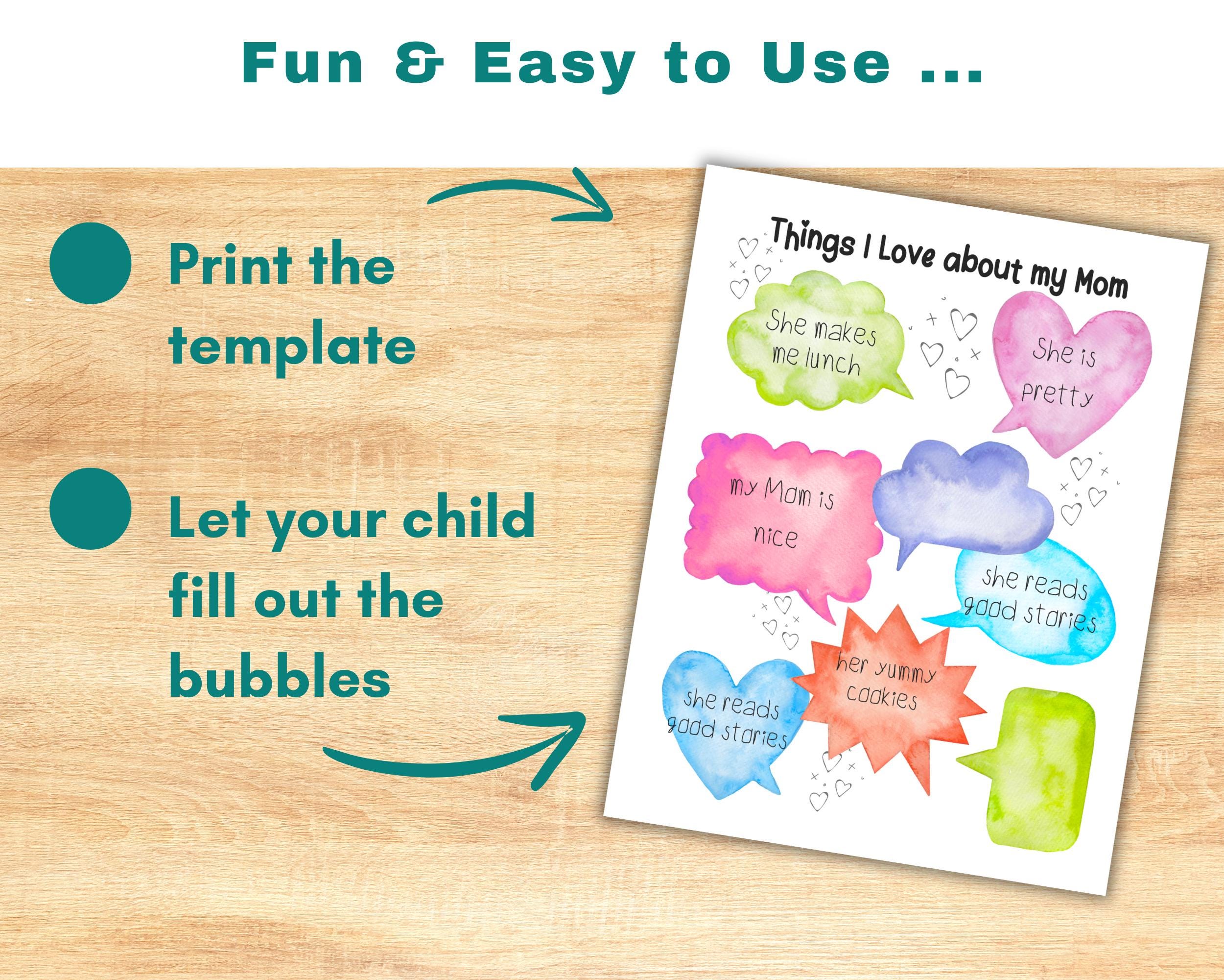 Things I Love About My Mom Writing Activity Sheet for Kids, Teach ...