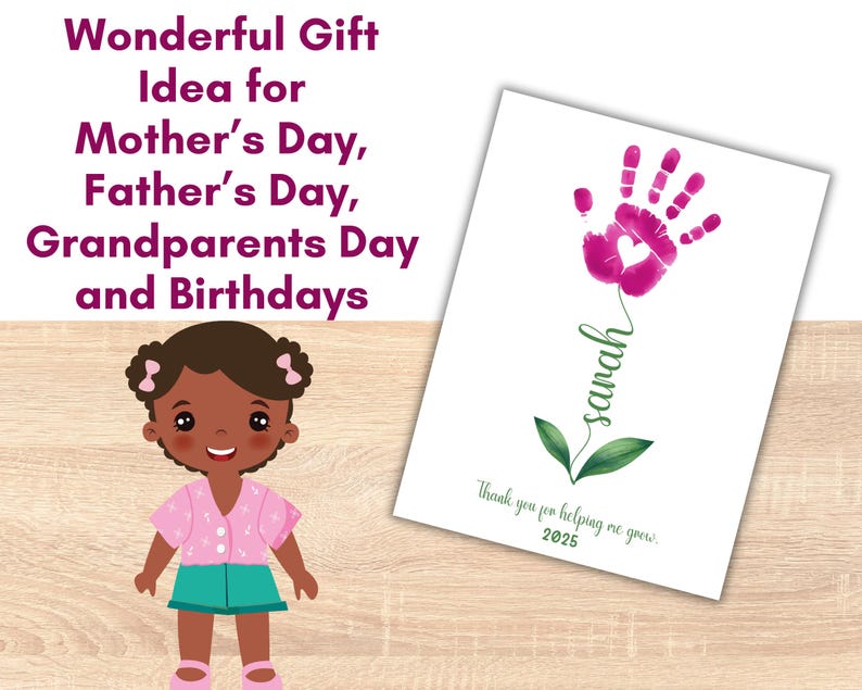 Custom Mothers Day Handprint Art, Gift for Mom Birthday, Personalized ...