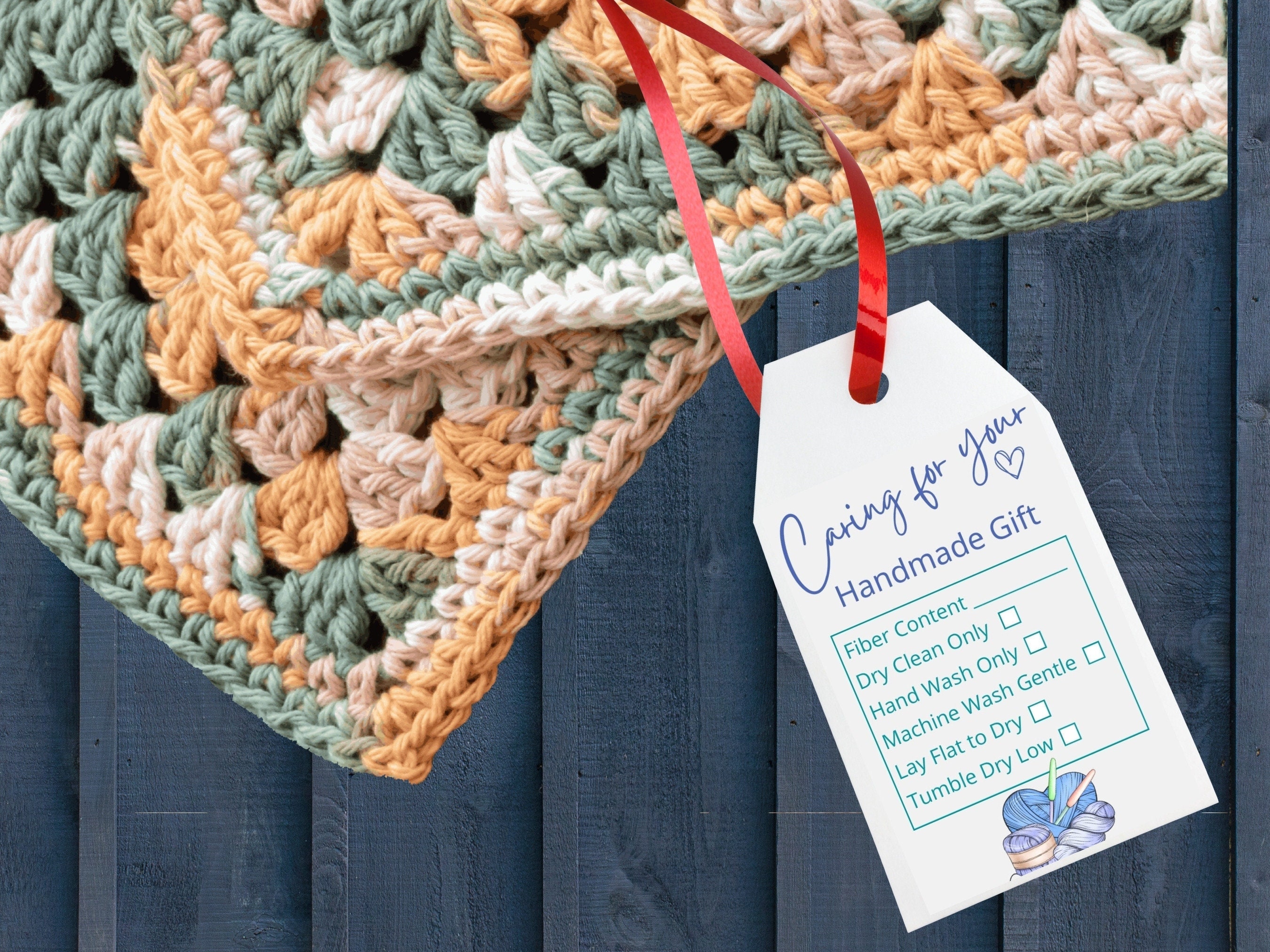 Crochet Printable Care Tags for Handmade Gifts, Laundry Instruction ...