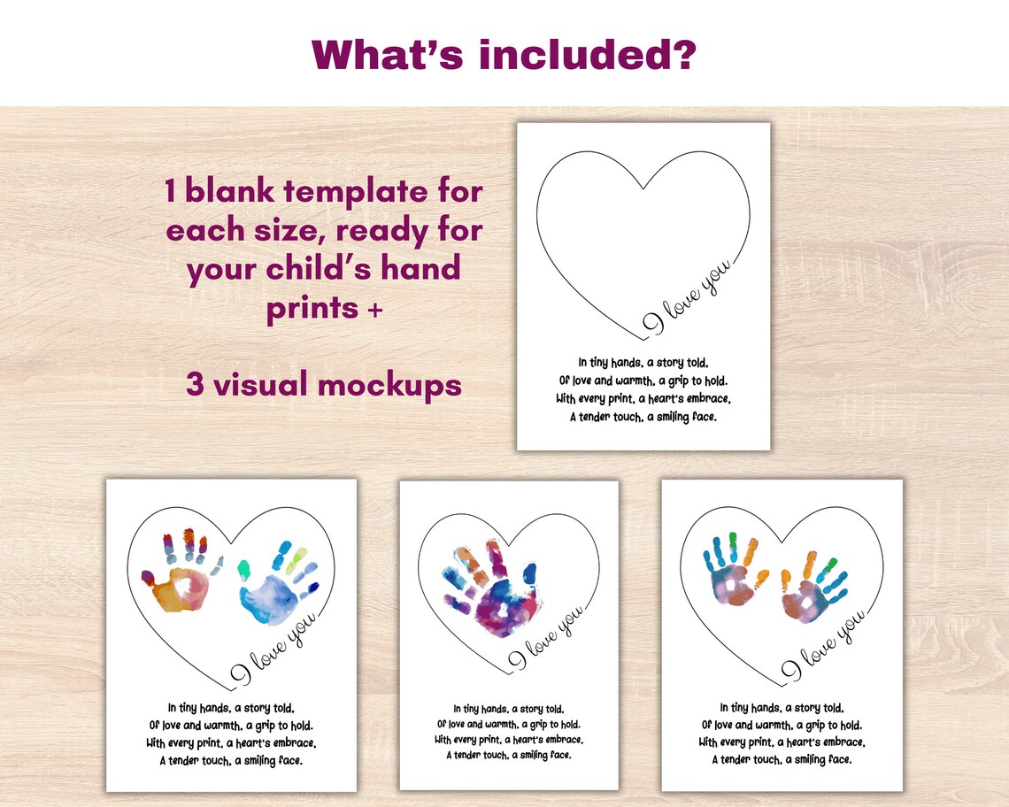 Handprint Art Craft Keepsake, Mothers Day Idea, Hand Print Gift for Dad ...