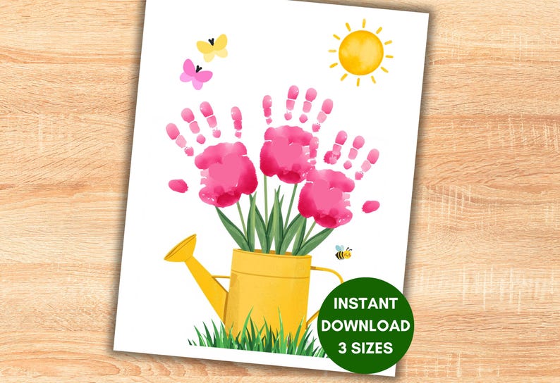 Spring Flower Handprint Craft for Kids, Art Keepsake, Butterfly Bees ...
