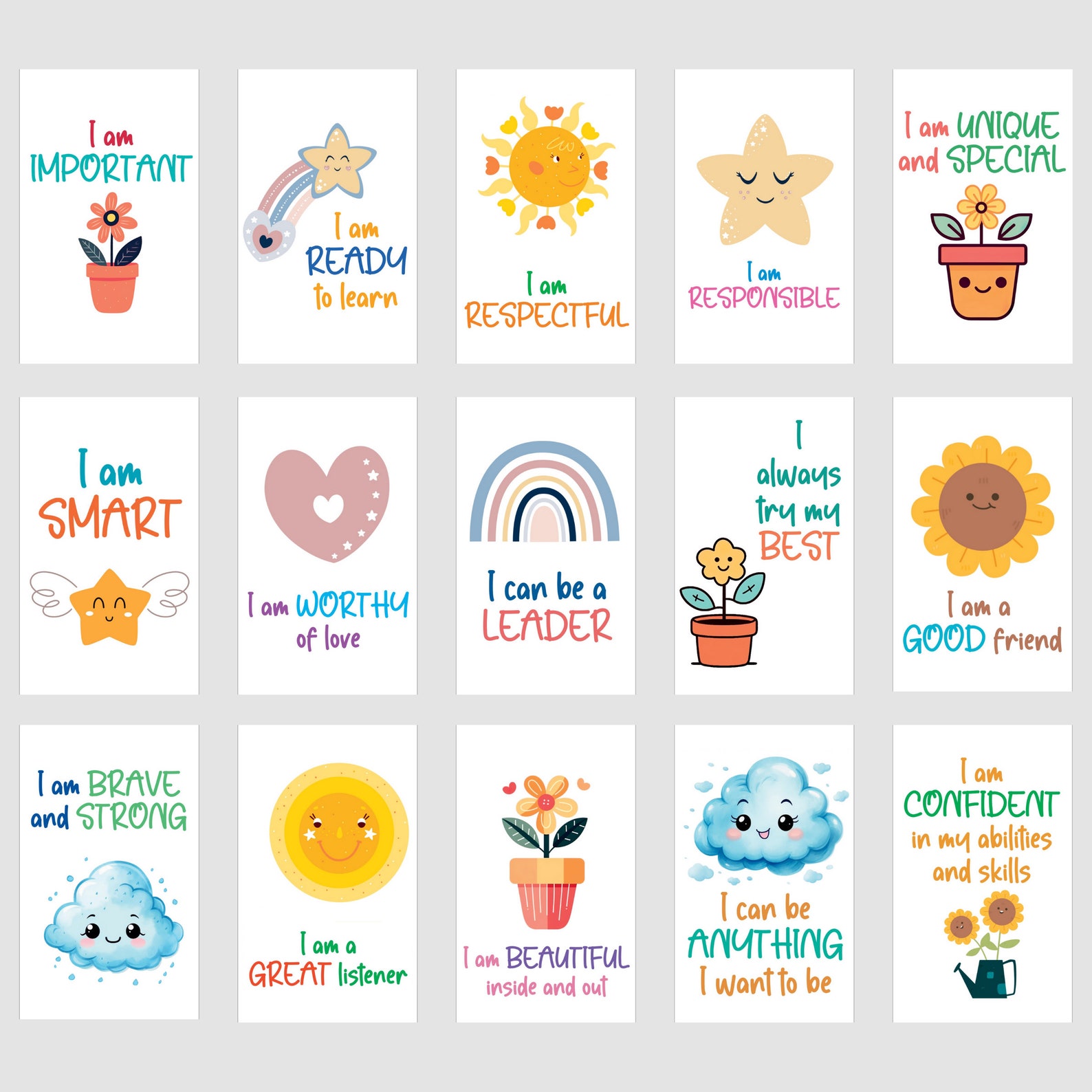 Affirmation Flash Cards for Kids, Positive Motivational Flashcards for ...