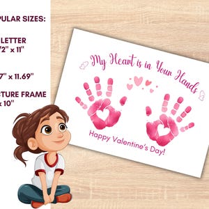 Valentine Handprint Craft for Kids Keepsake, Toddlers Hand Print Art ...