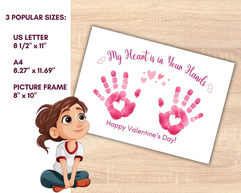 Valentine Handprint Craft for Kids Keepsake, Toddlers Hand Print Art ...