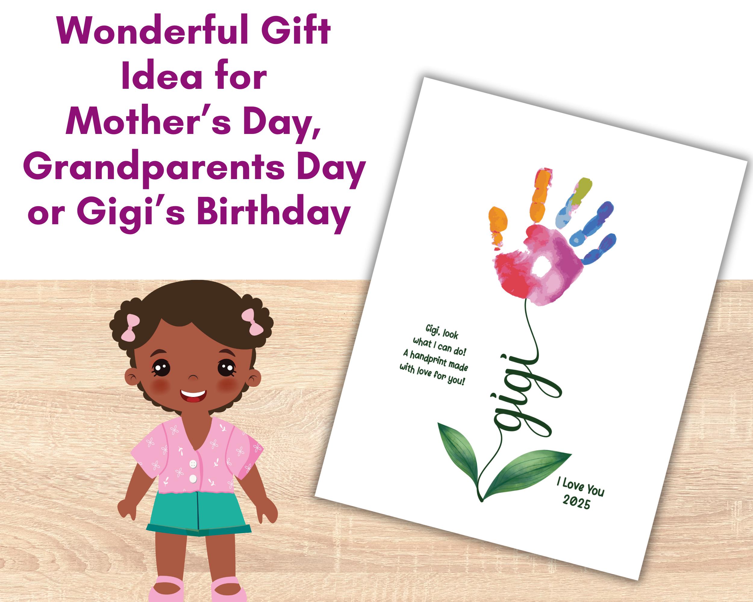 Gigi Handprint Craft, Gigi Gifts Poem Flower, Grandma's Birthday ...