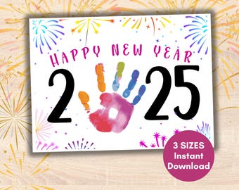 NEW YEAR Handprint Craft for Kids, Keepsake 2025, Happy New Years Eve ...