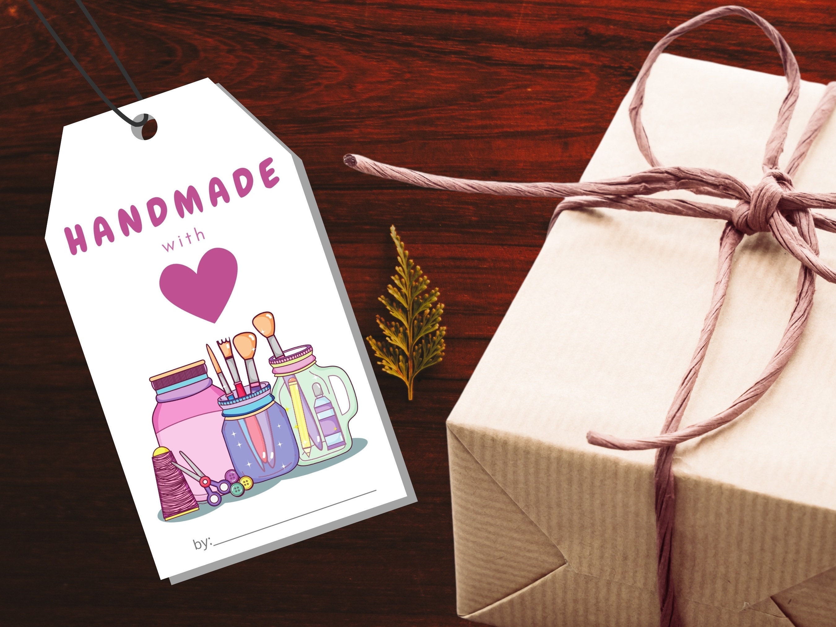 Handmade With Love Tags Printable Gift Tags Handmade Items - Etsy
