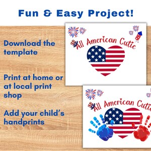 Patriotic Handprint Craft Keepsake, American 4th of July Day Statue of ...