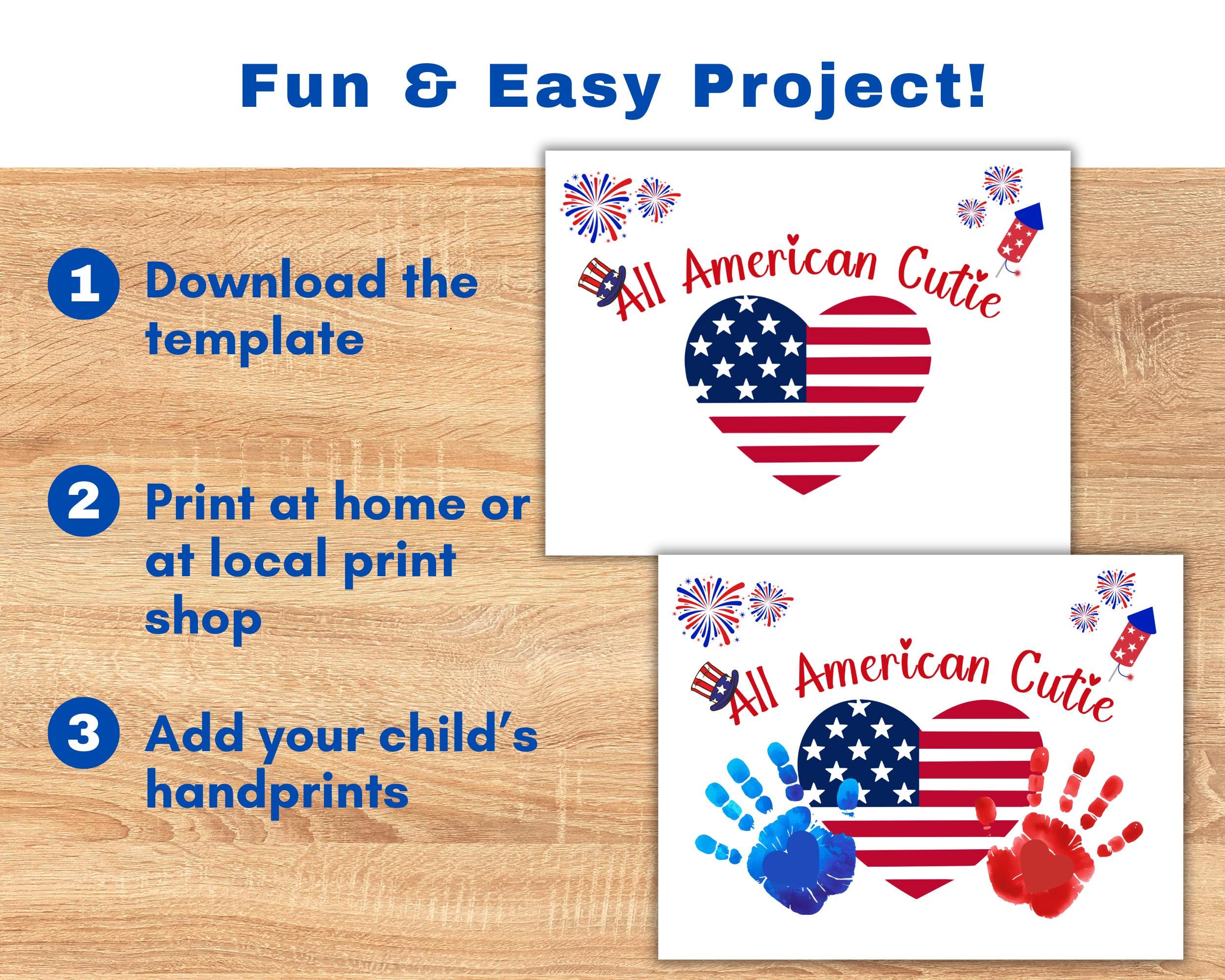 Patriotic Handprint Craft Keepsake, American 4th of July Day Statue of ...