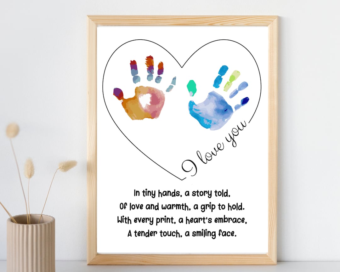 Handprint Art Craft Keepsake, Mothers Day Idea, Hand Print Gift for Dad ...