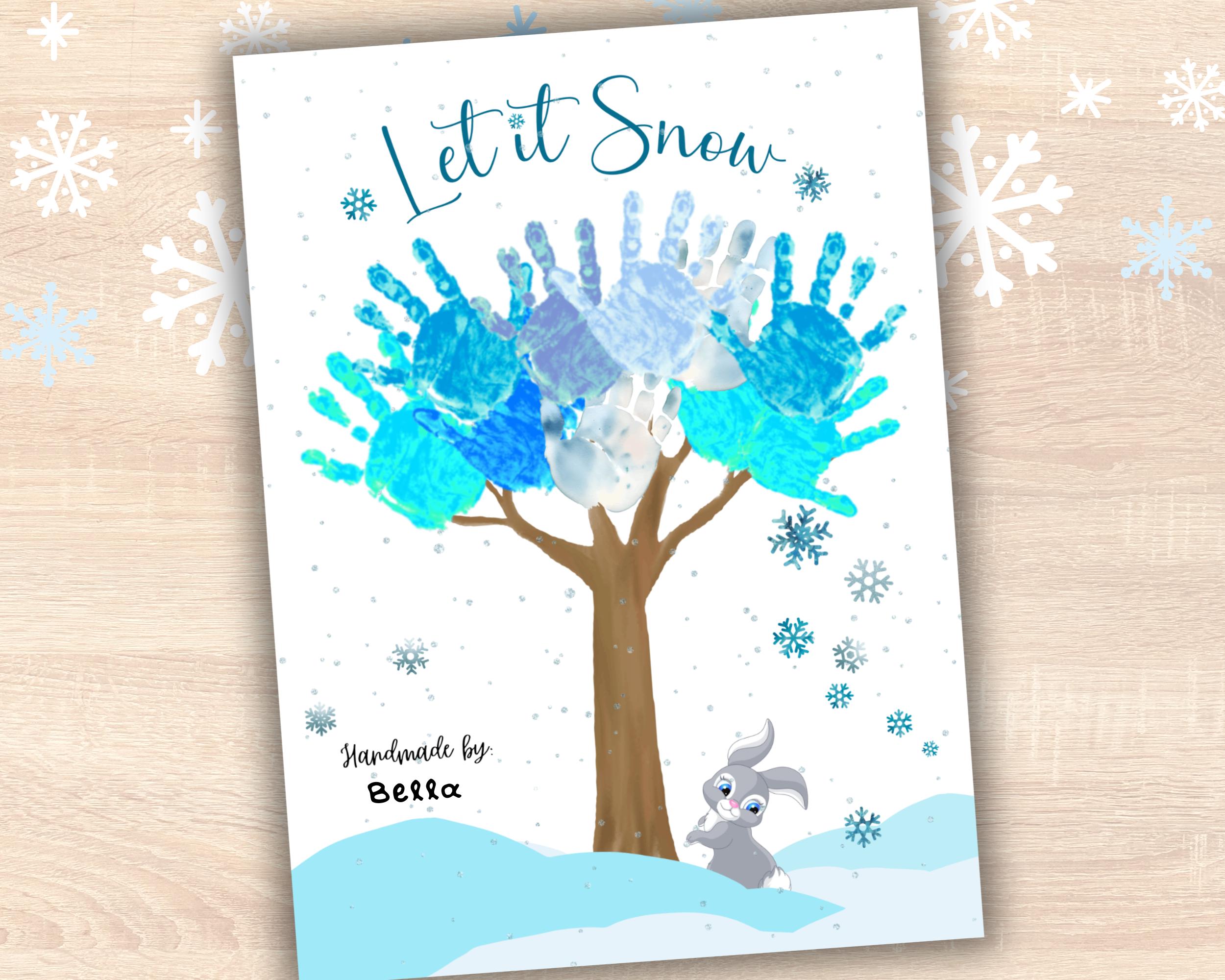 Winter Handprint Craft for Kids, Baby Snowflake Tree Art Keepsake, Hand ...