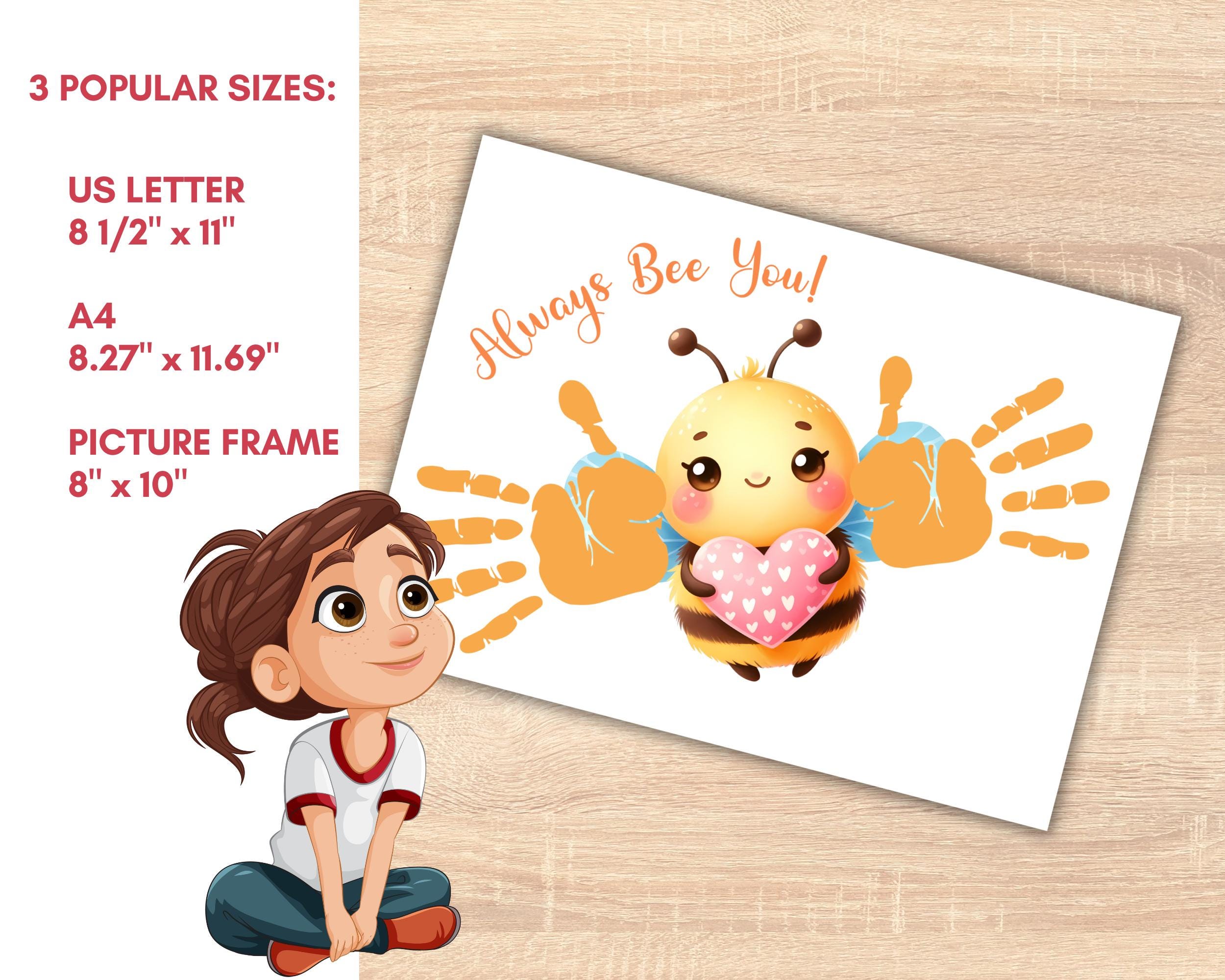 Spring Handprint Art Craft for Kids Keepsake, Cute BEE Hand Print Gift ...