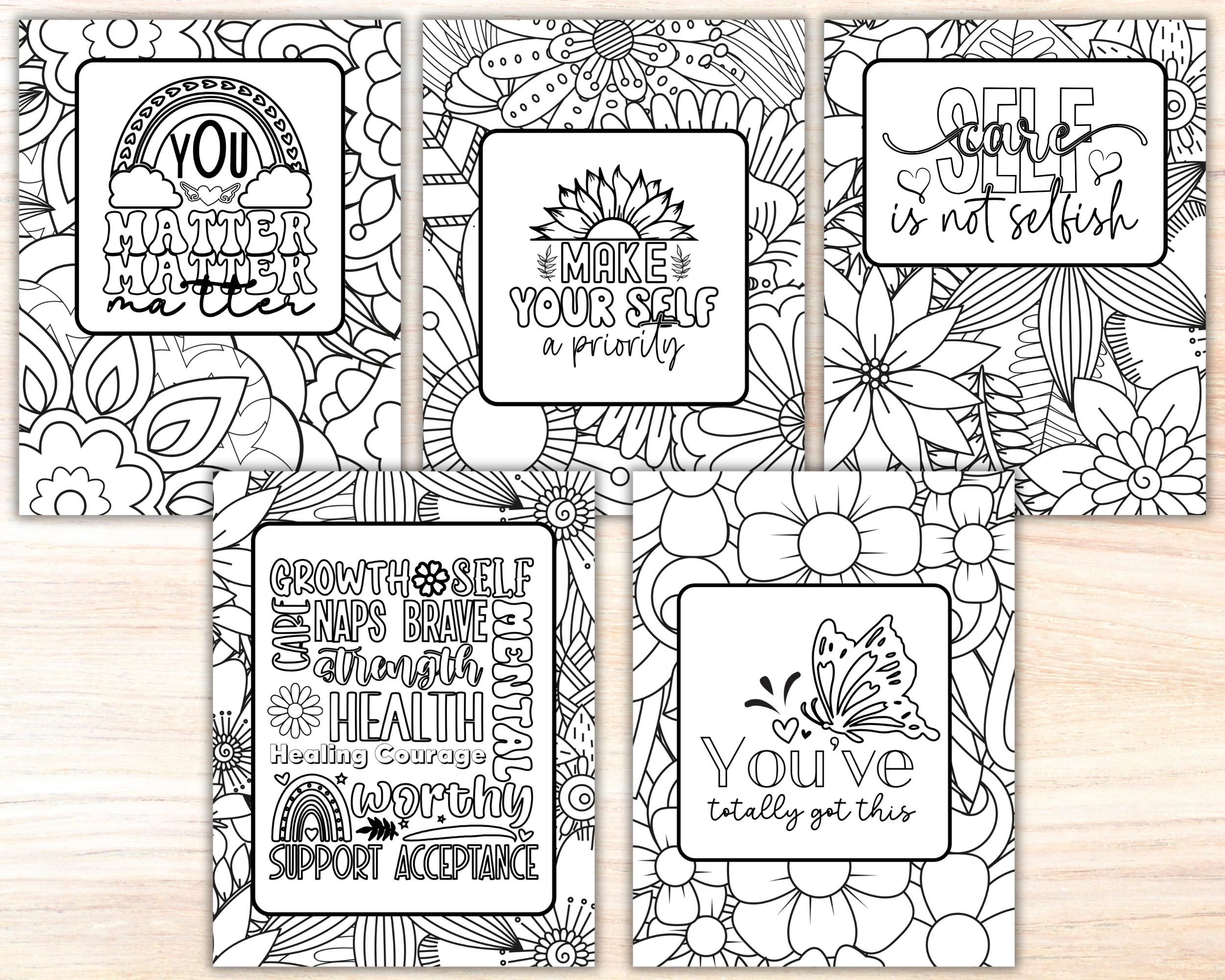 Motivational Adult Coloring Pages, Flowers and Positive Quotes to Color ...