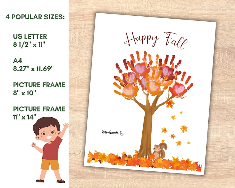 Fall Handprint Craft for Kids, Autumn Thanksgiving Tree Art Keepsake ...