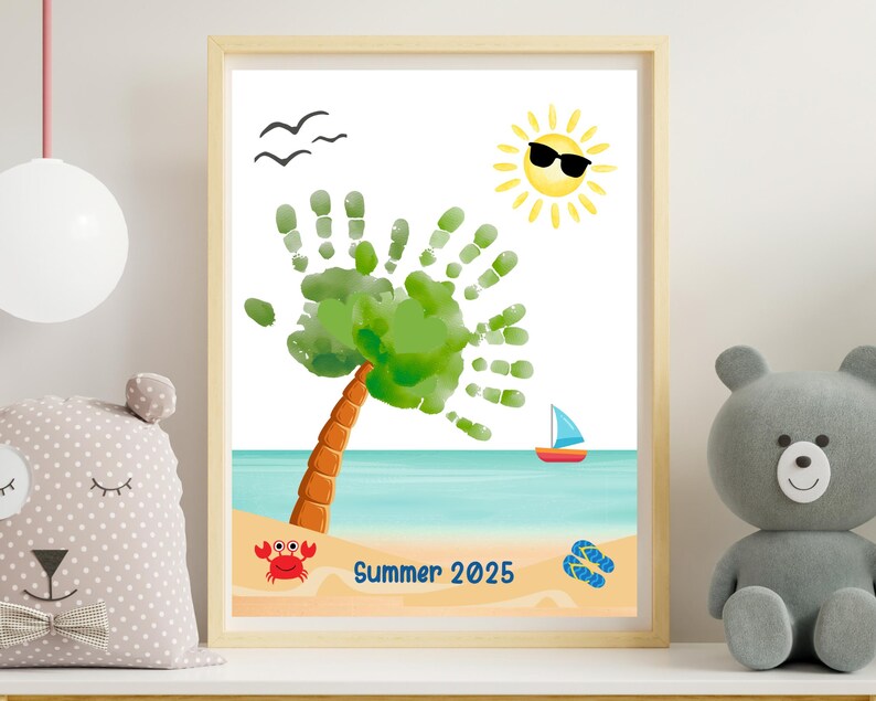 Summer Handprint Art for Kids, Beach Baby Toddler Hand Print Craft ...