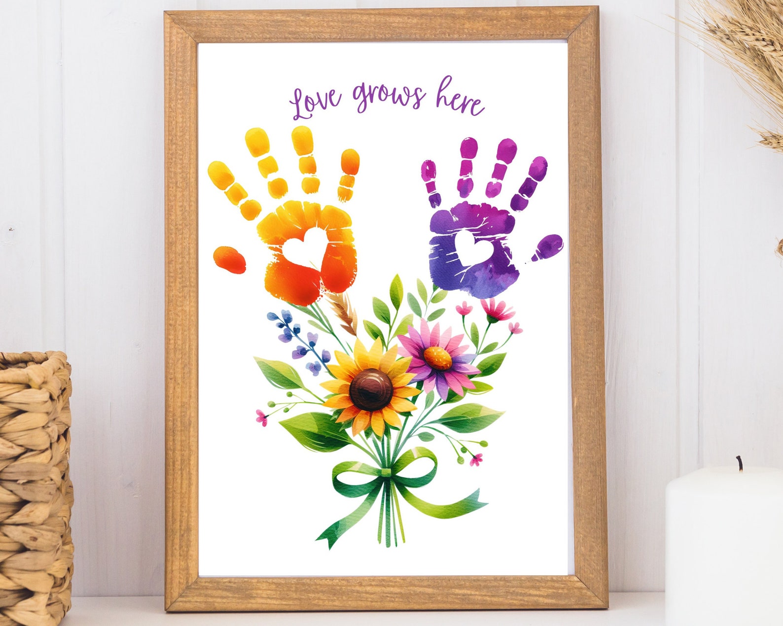 Kids Handprint Art Craft Keepsake Gift Idea, Flower Bouquet Hand Print ...