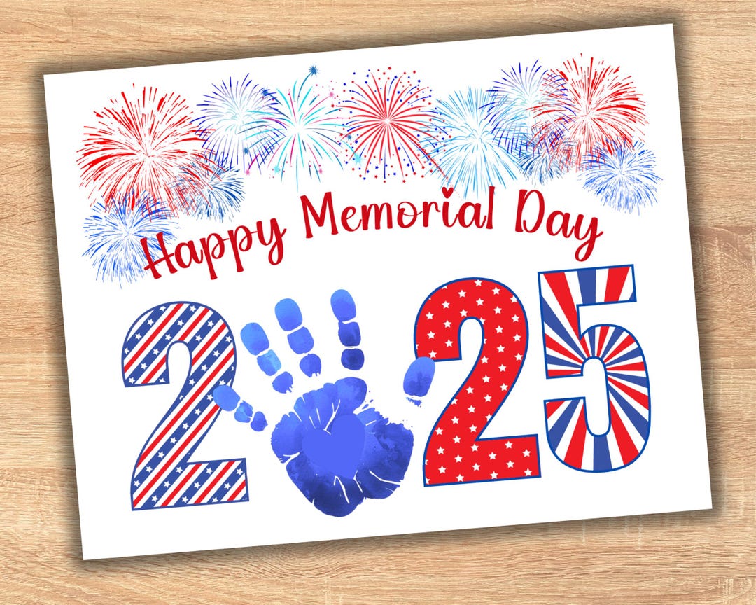Memorial Day Handprint Craft Keepsake, Patriotic Handprint Art Activity ...