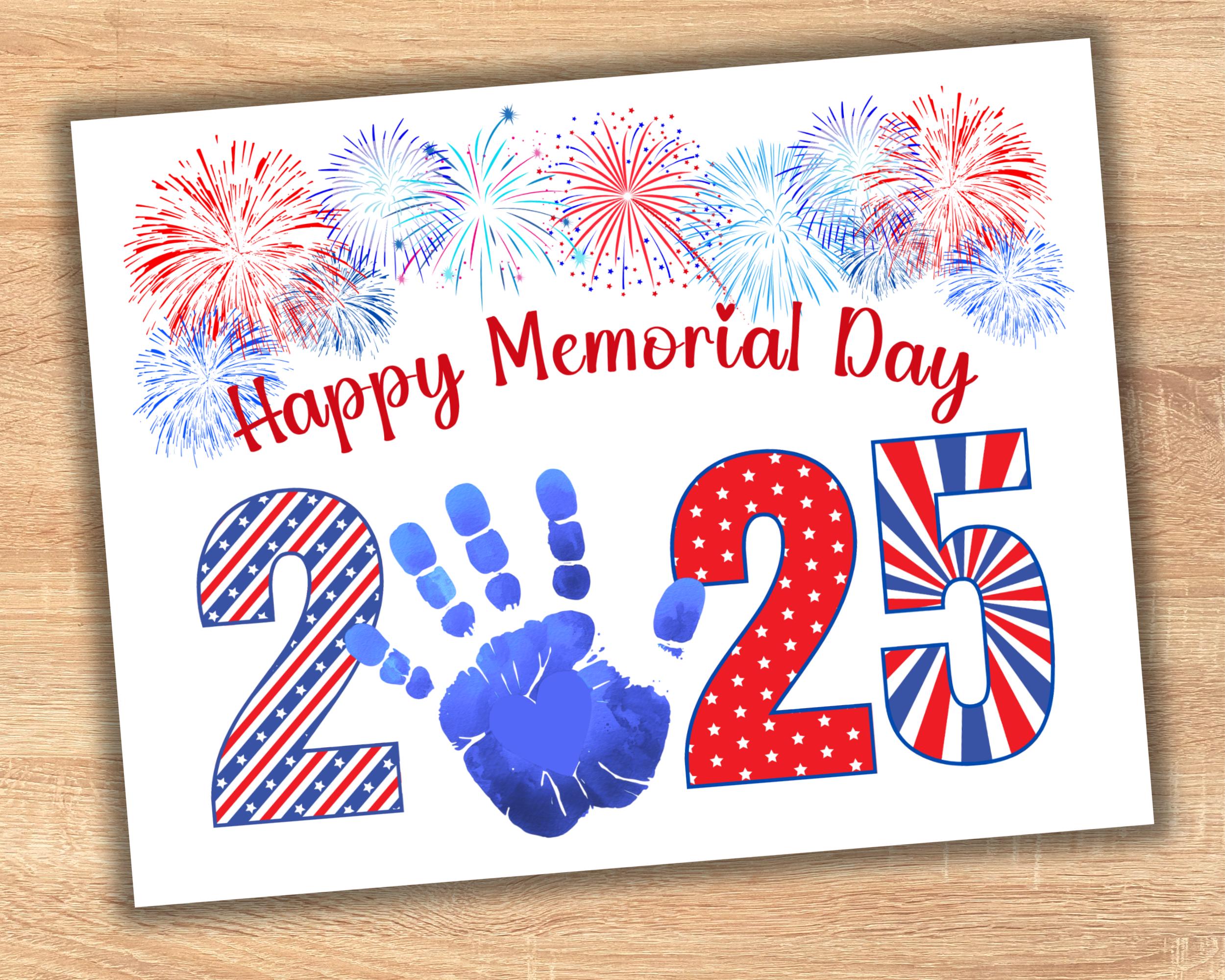 Memorial Day Handprint Craft Keepsake, Patriotic Handprint Art Activity ...