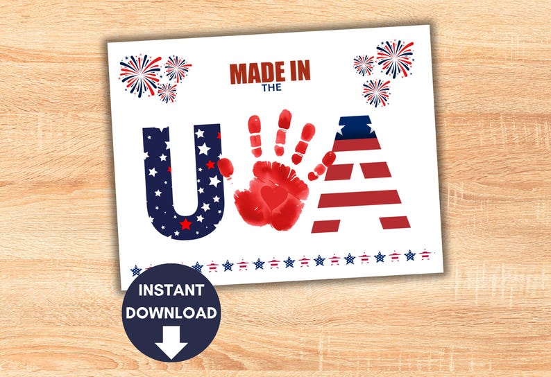 4th of July Handprint Craft for Kids, Made in the USA Art Activity ...