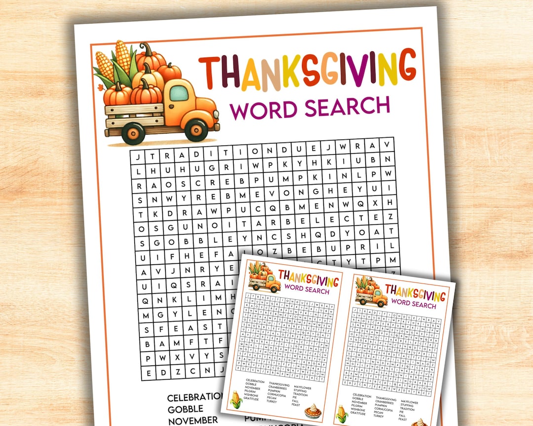 Thanksgiving Word Search Game Printable, Friendsgiving Fun Activity ...