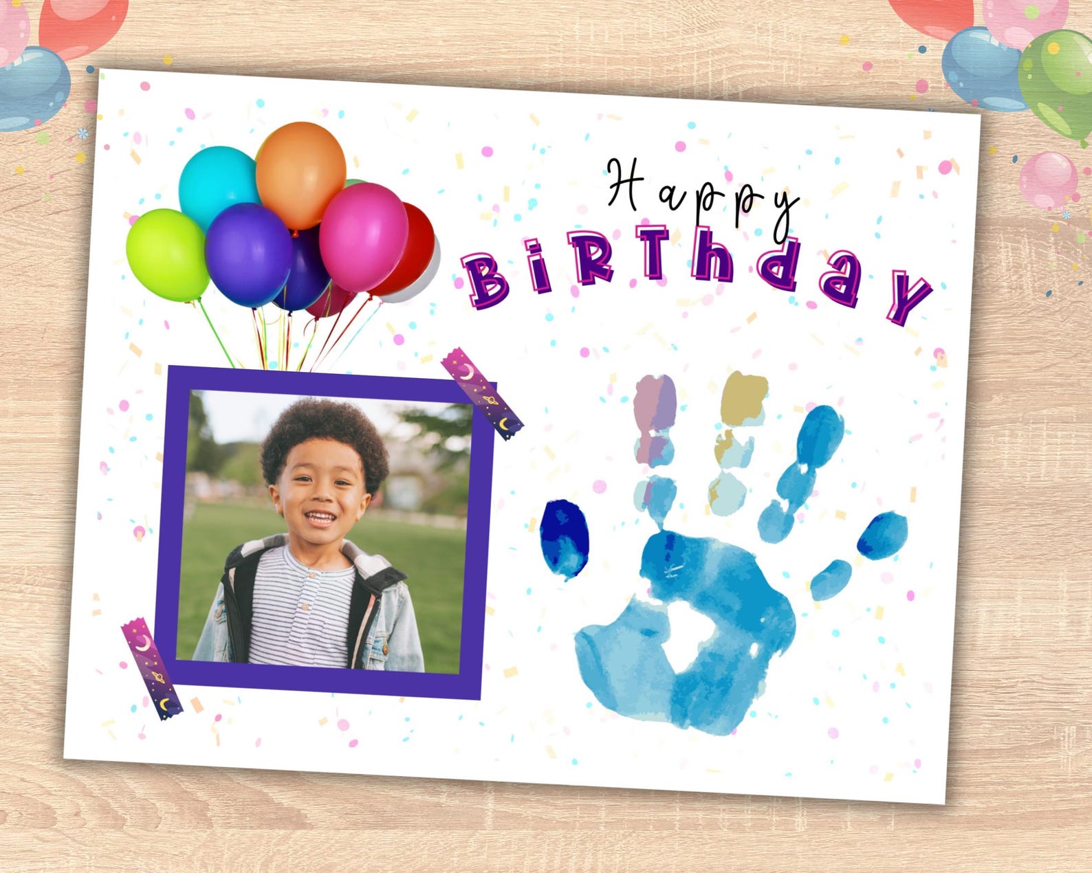 Happy Birthday Handprint Craft Keepsake Photo Memento, Hand Print Art for Kids, Gift Idea ...