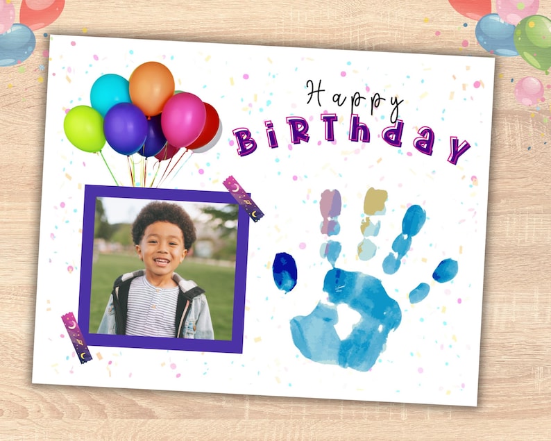 Happy Birthday Handprint Craft Keepsake Photo Memento, Hand Print Art ...