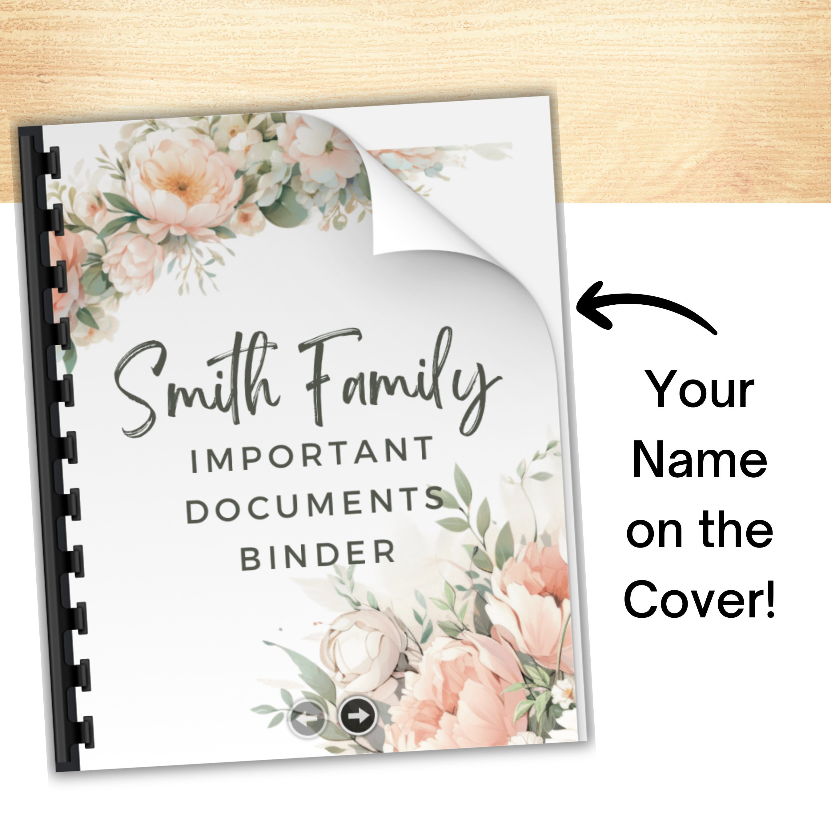 Important Documents Organizer Custom Cover, Floral Family Emergency ...