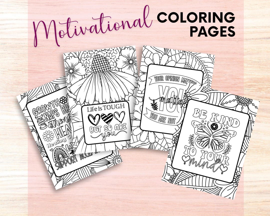 Motivational Coloring Pages for Adults, Printable Self Care Mental ...