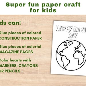 EARTH DAY Craft for Kids, Torn Paper Art Template, Easy Paper Crafts ...