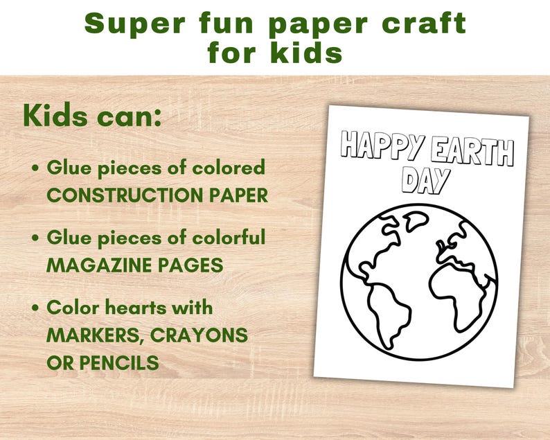EARTH DAY Craft for Kids, Torn Paper Art Template, Easy Paper Crafts ...