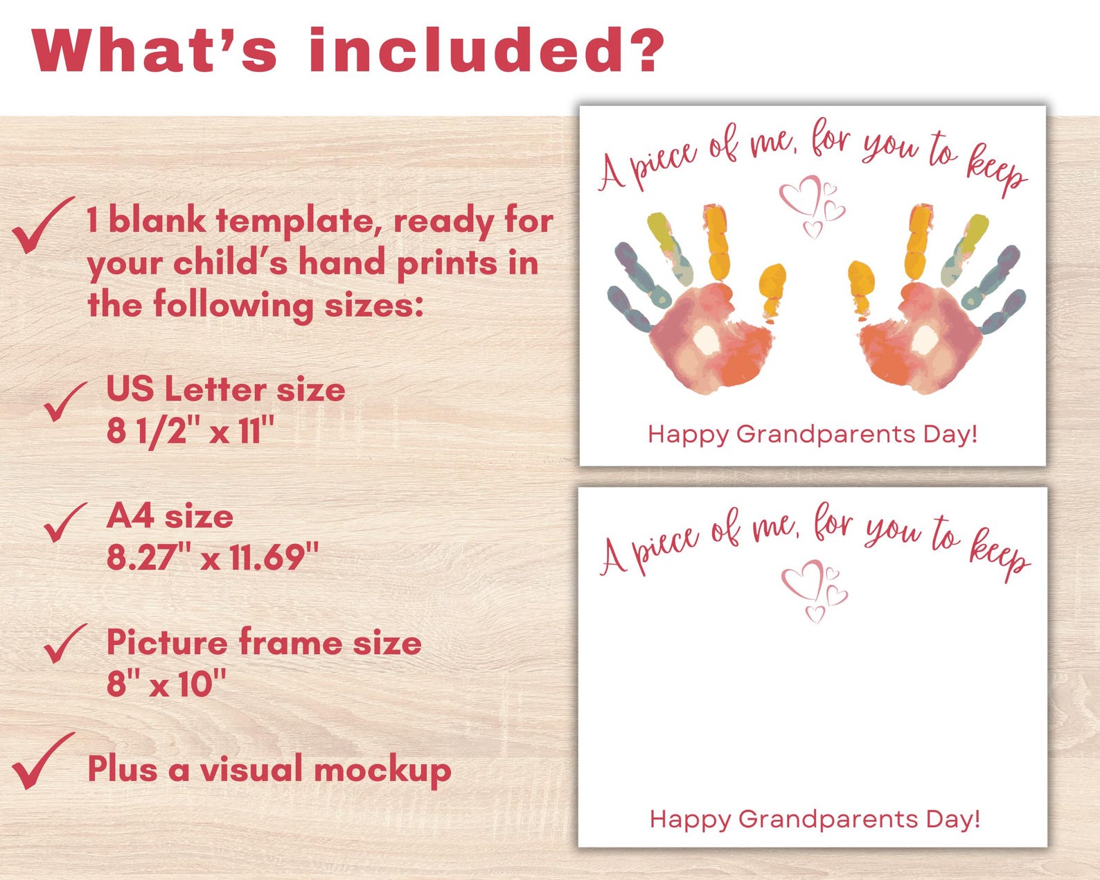 Grandparents Day Handprint Craft Keepsake, Baby's Hand Print Memories ...