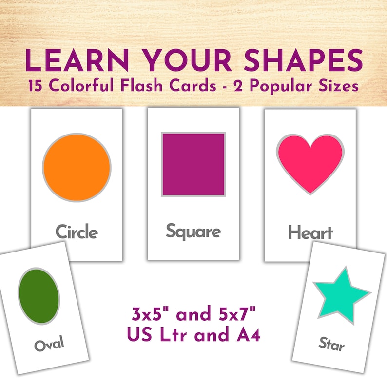 Shape Flashcards for Kids Homeschool Printable, Geometric Shapes Flash ...