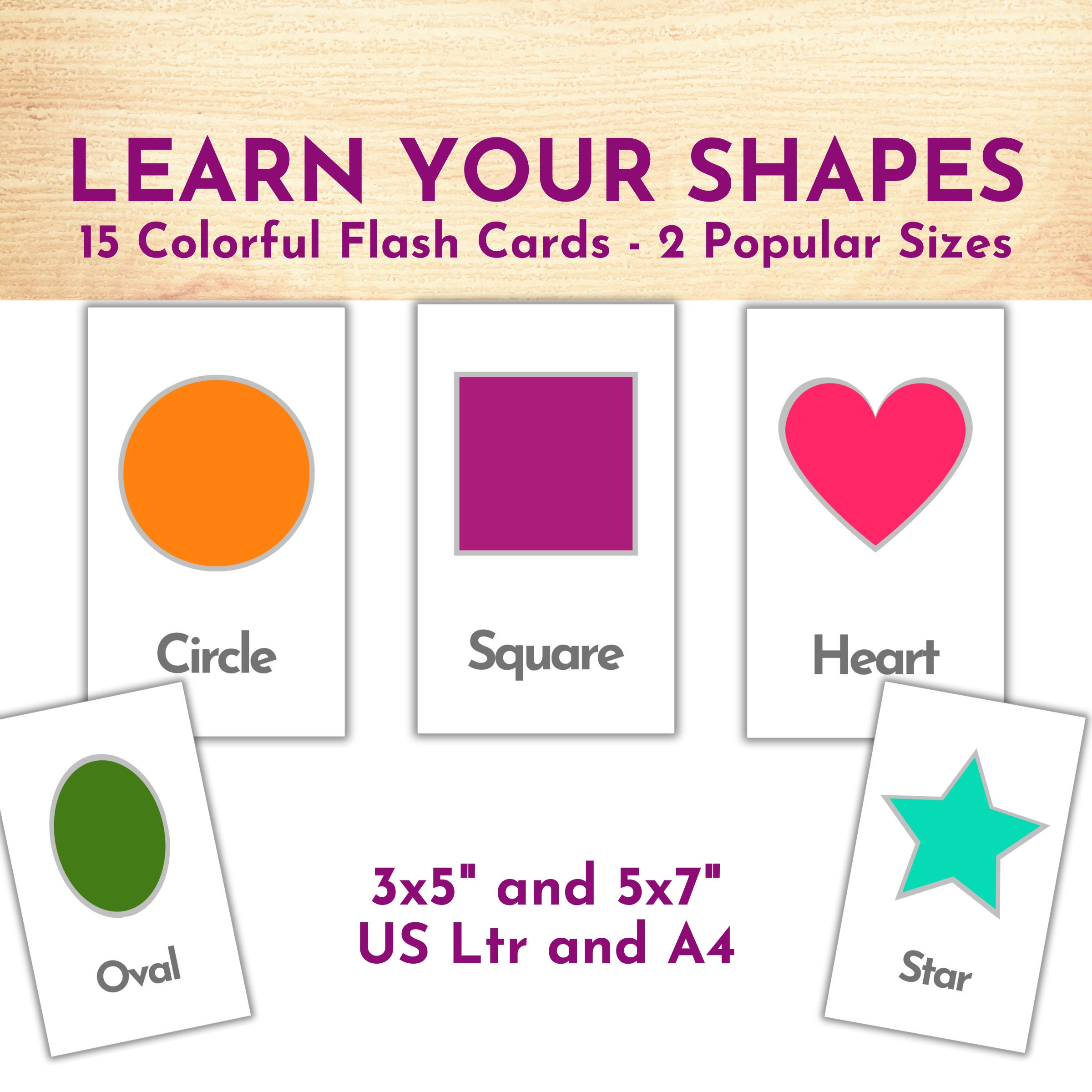 Shape Flashcards for Kids Homeschool Printable, Geometric Shapes Flash ...
