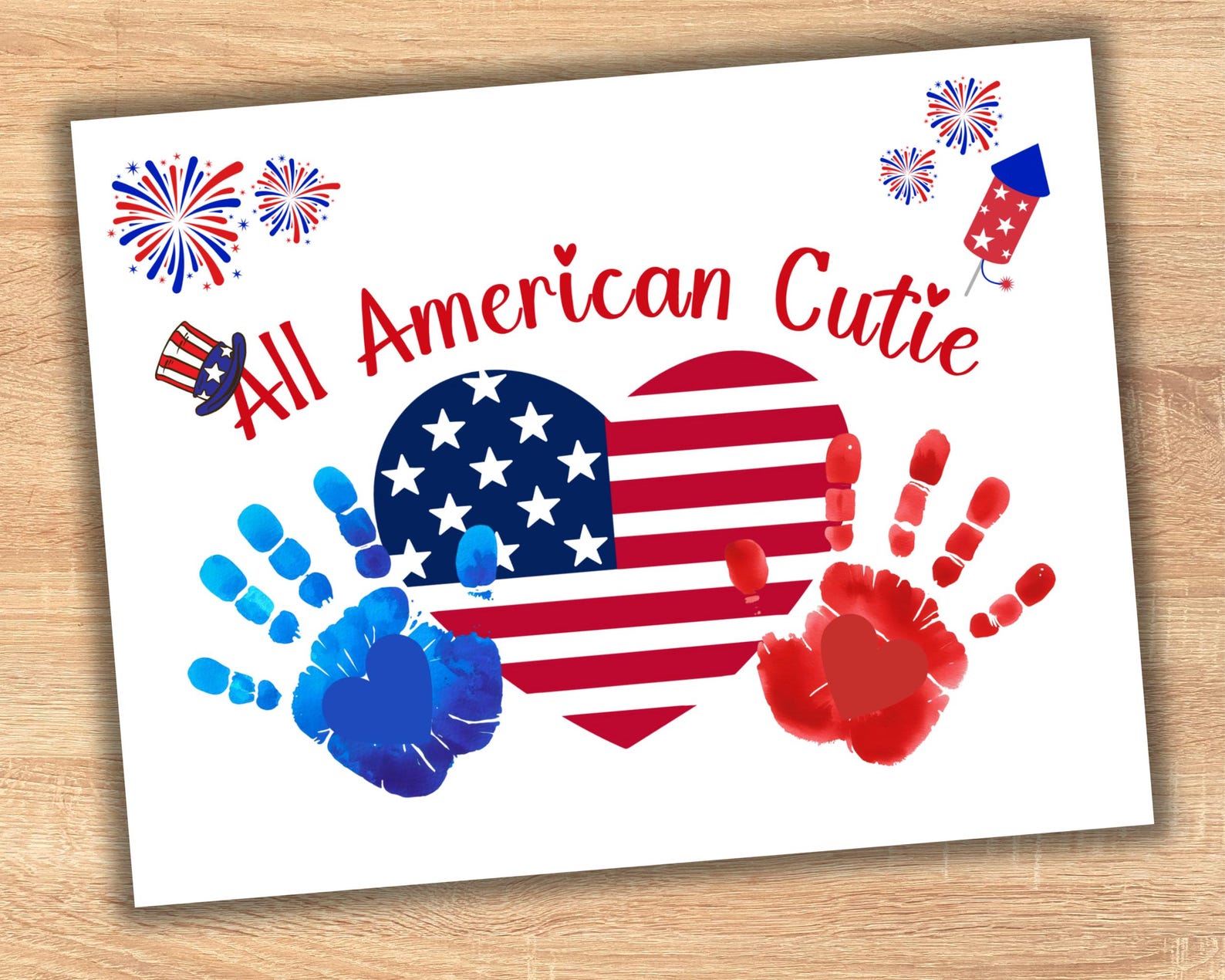 Patriotic Handprint Craft Keepsake, American 4th of July Day Statue of ...