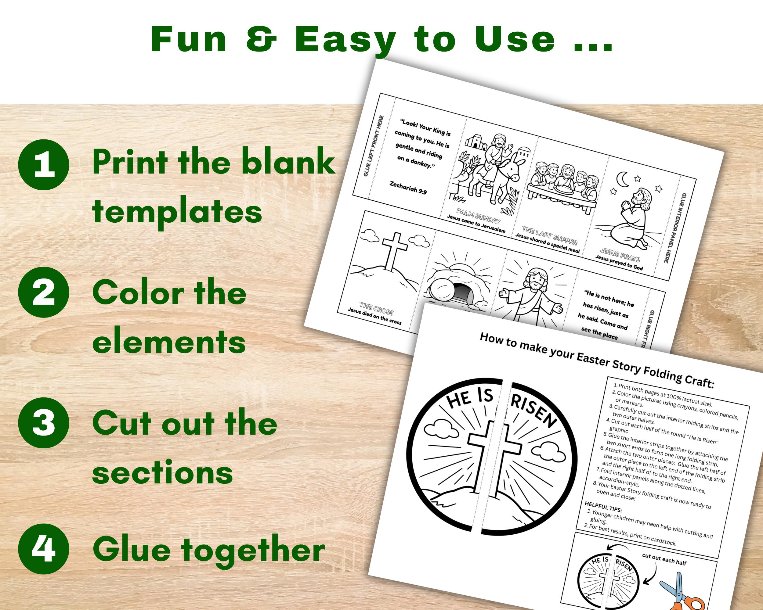 Easter Story Craft for Kids, Holy Week Surprise Bible Folding Coloring ...