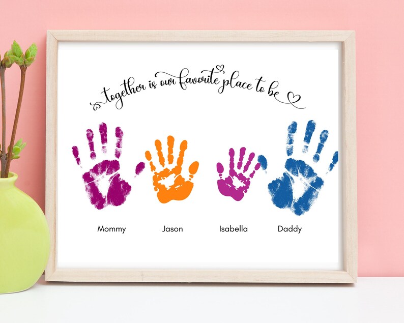 Family Handprint Art Keepsake, Personalized Hand Print Craft Frame ...