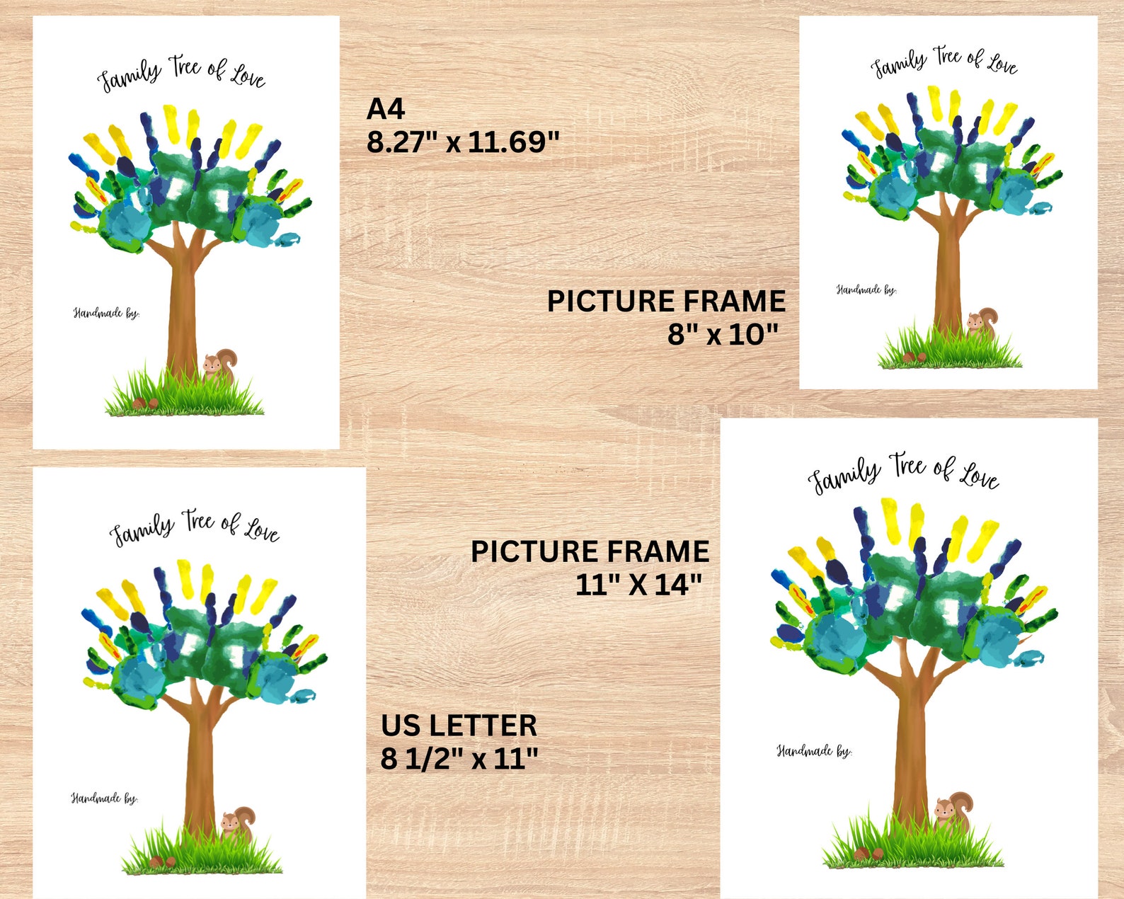 Family Tree Handprint Craft Keepsake for Kids, Grandparents Gift Idea ...