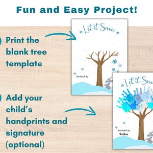 Winter Handprint Craft for Kids, Baby Snowflake Tree Art Keepsake, Hand ...